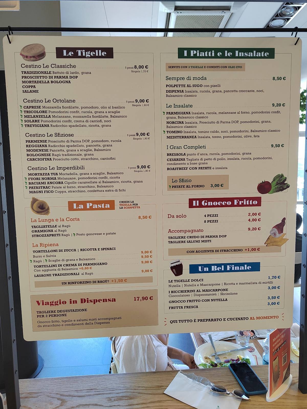 Menu da Dispensa Emilia ristorante, Modena, Via Emilia Est
