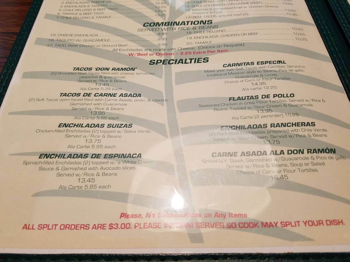 Menu at Don Ramon's Mexican Restaurant, Huntington Beach