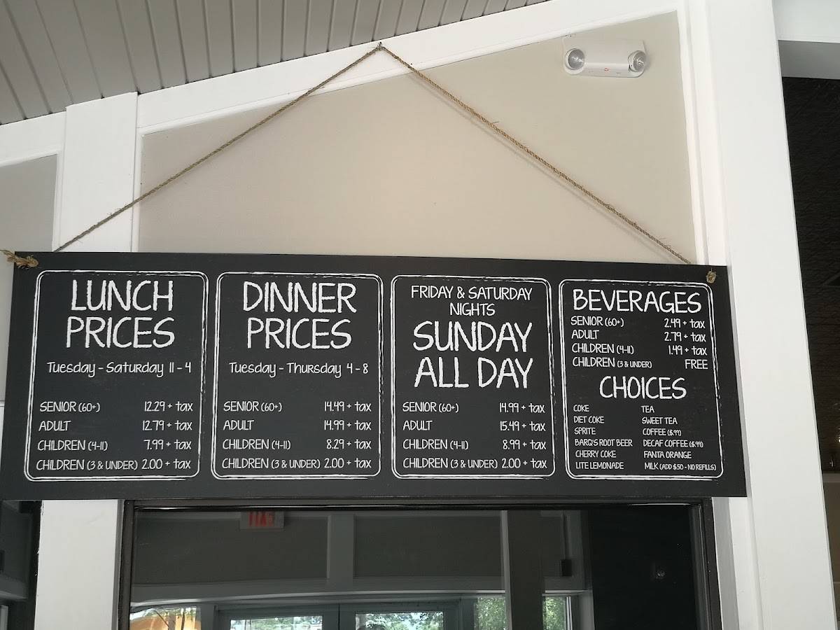 Menu at Duff's Buffet restaurant, Clearwater