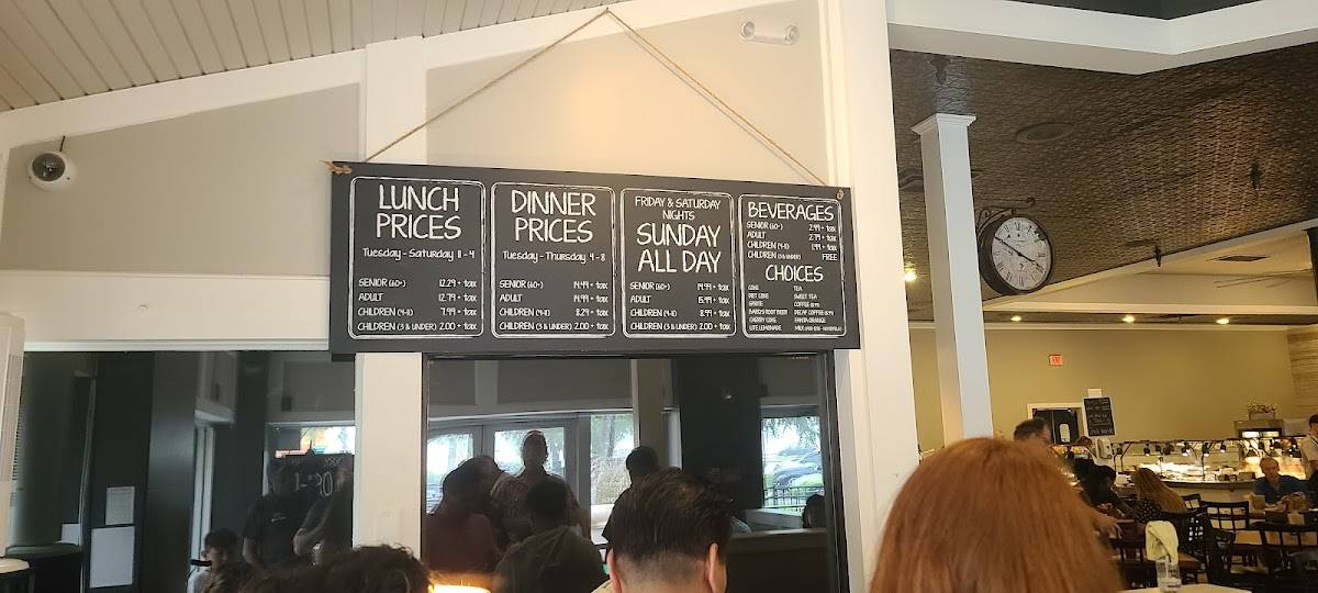 Menu at Duff's Buffet restaurant, Clearwater