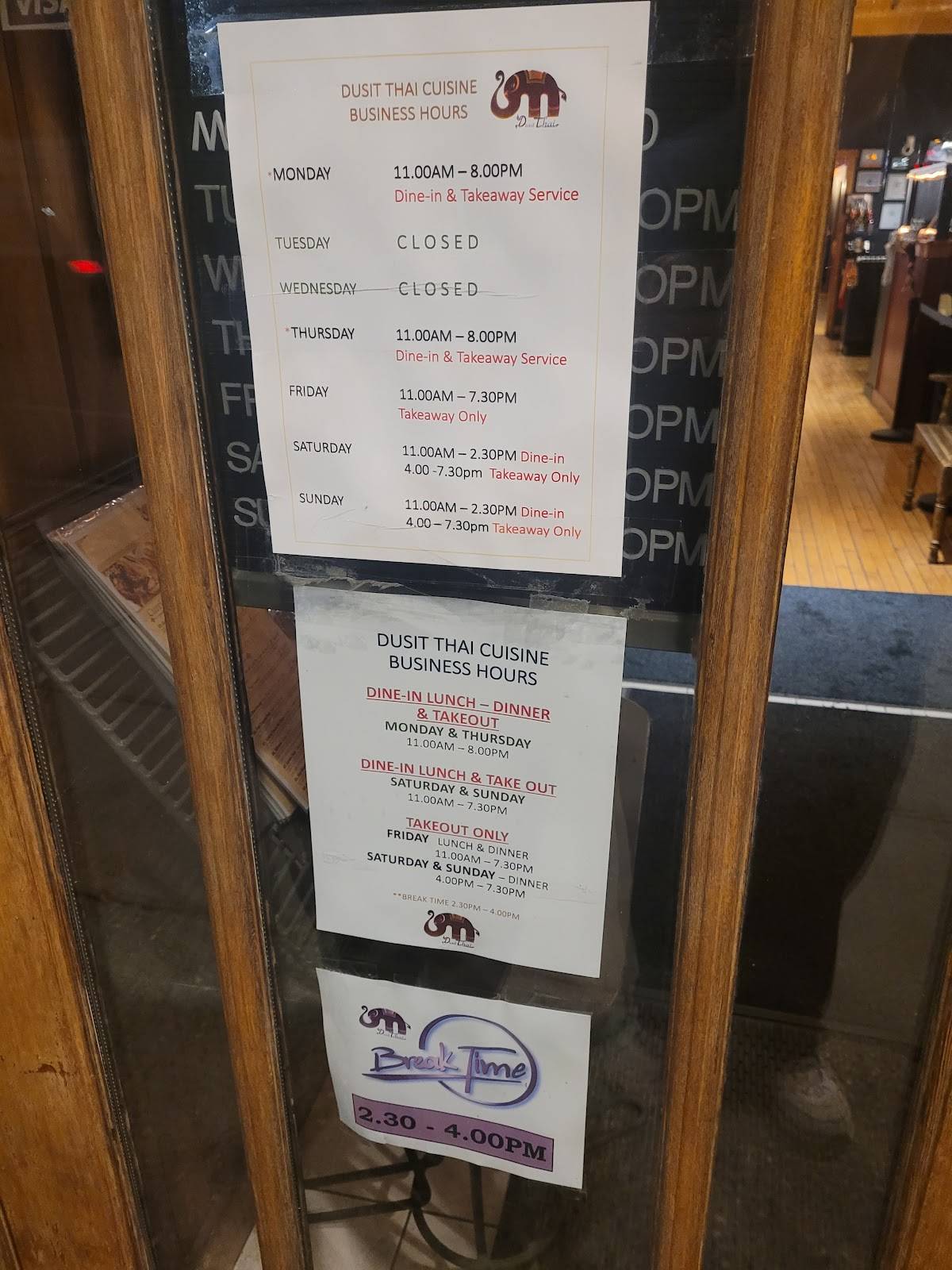 Menu at Dusit Thai Cuisine restaurant, Newport