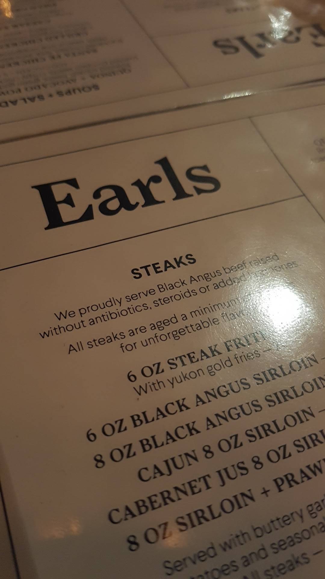 Menu at Earls Kitchen + Bar, London