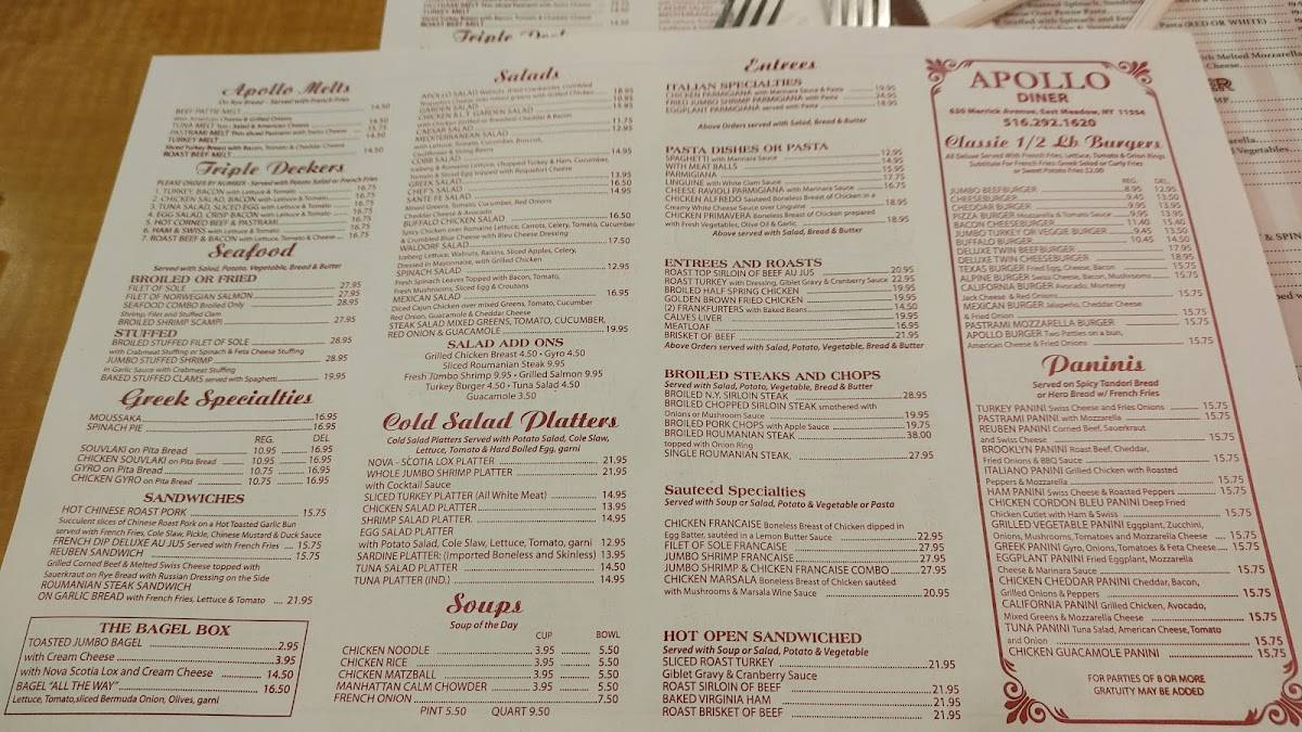 Menu at Apollo Restaurant Diner, East Meadow