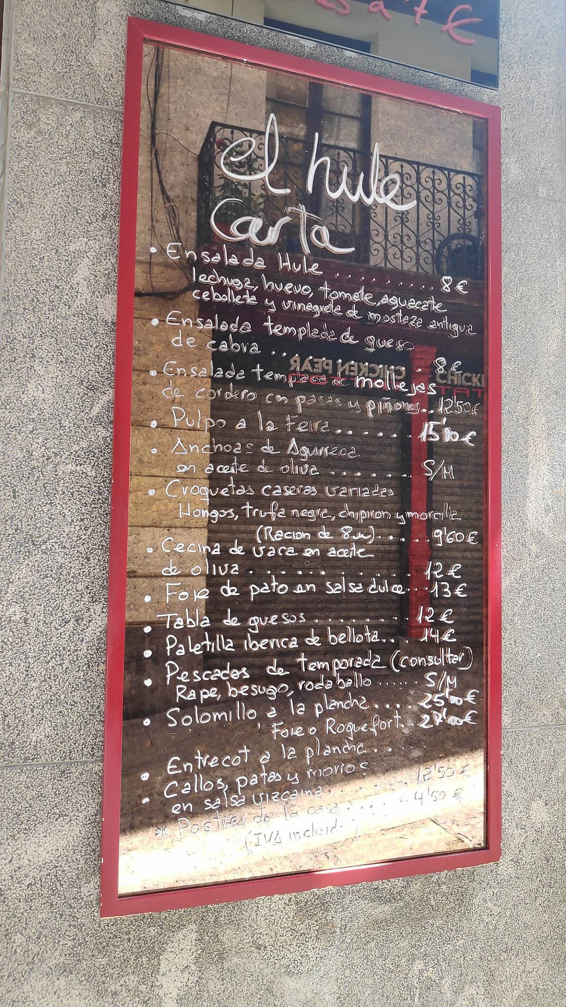 Carta del restaurante El Hule jatetxea, Portugalete