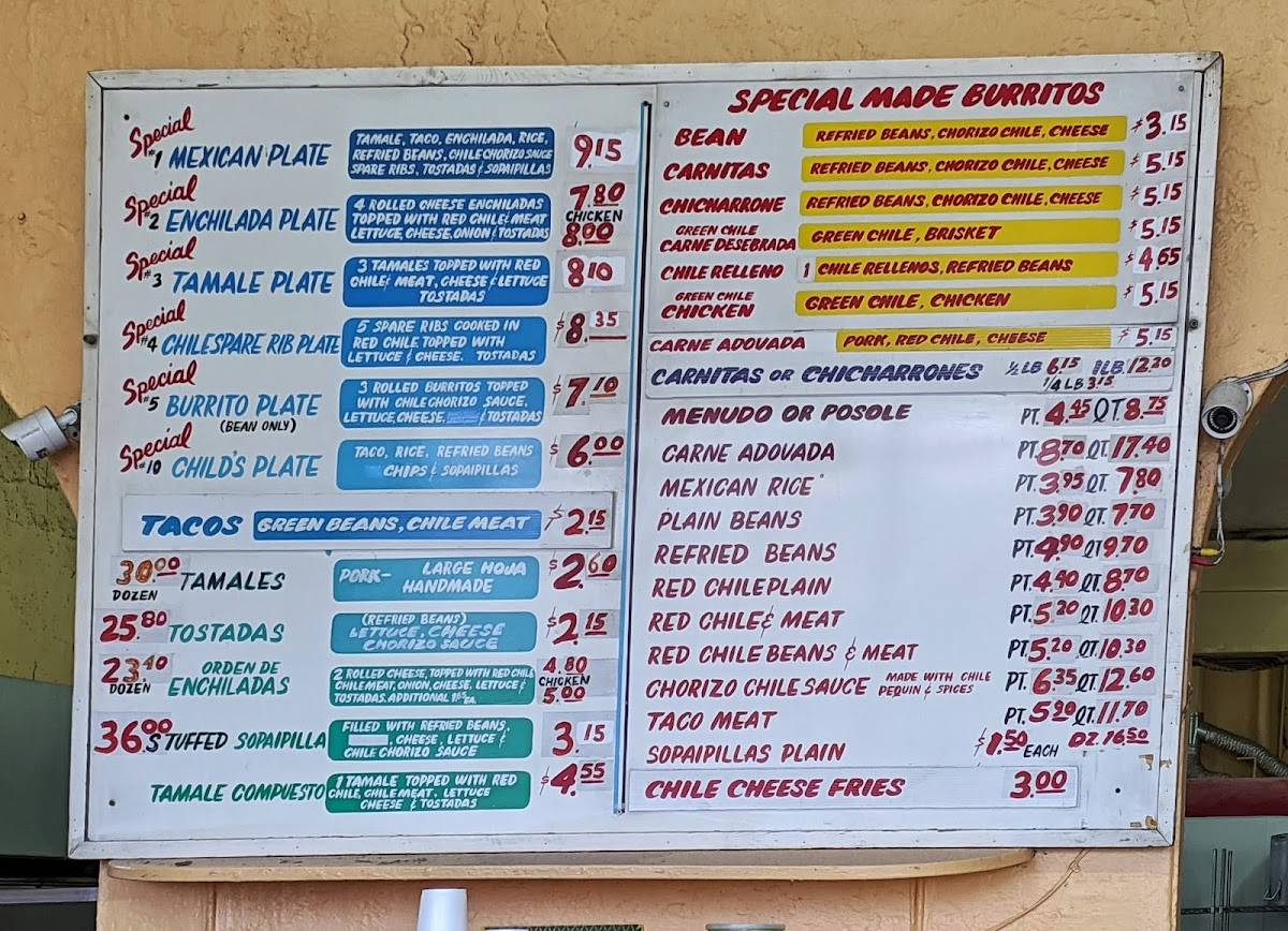 Menu at El Modelo Mexican Foods restaurant, Albuquerque