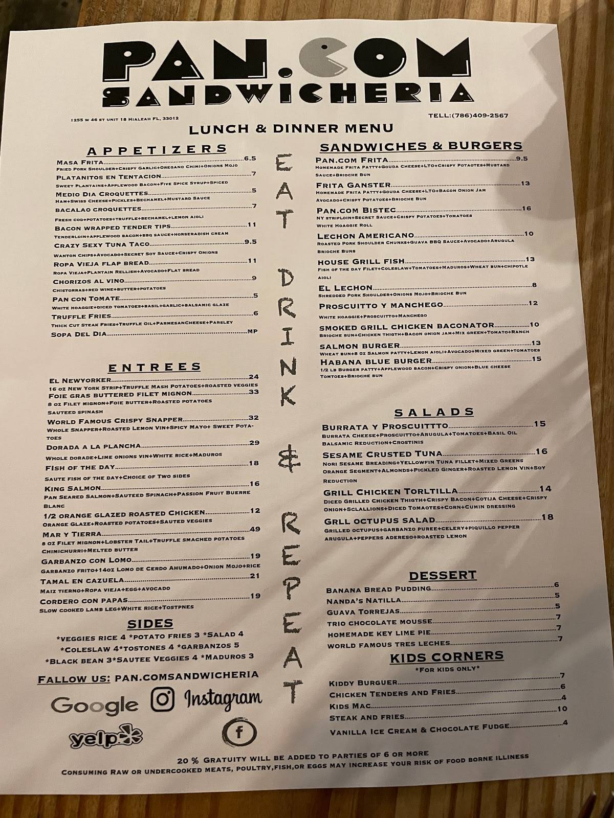 Menu at El Patio Live Restaurante, Hialeah