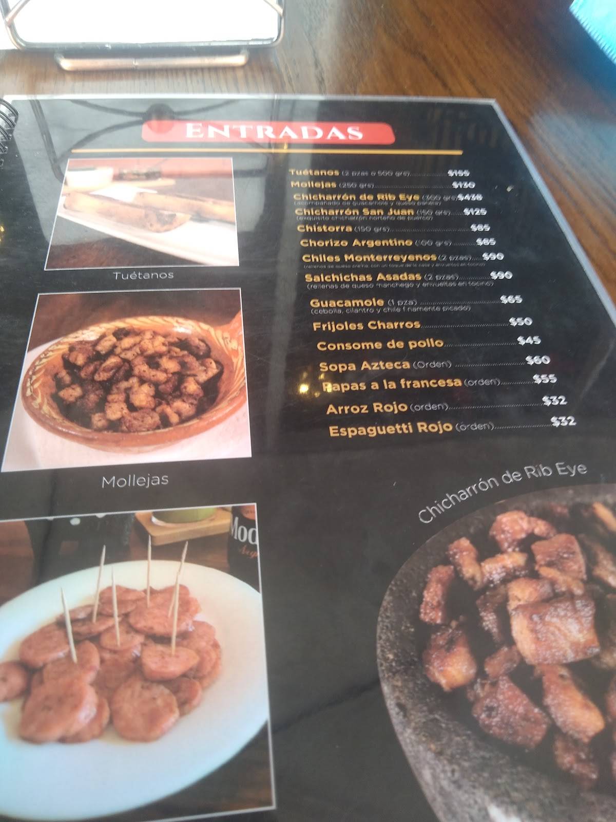 Menu at El Regio Parrilla, Tlaxcalancingo
