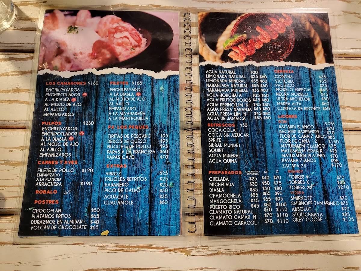 Menu at El Rey del Ceviche restaurant, Veracruz, Paseo José Martí 72