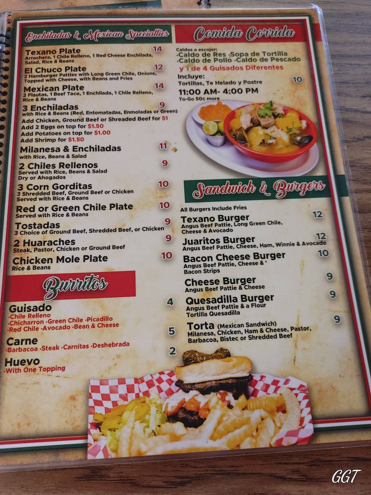 Menu at El Texano Mexican Restaurant, El Paso, Pendale Rd