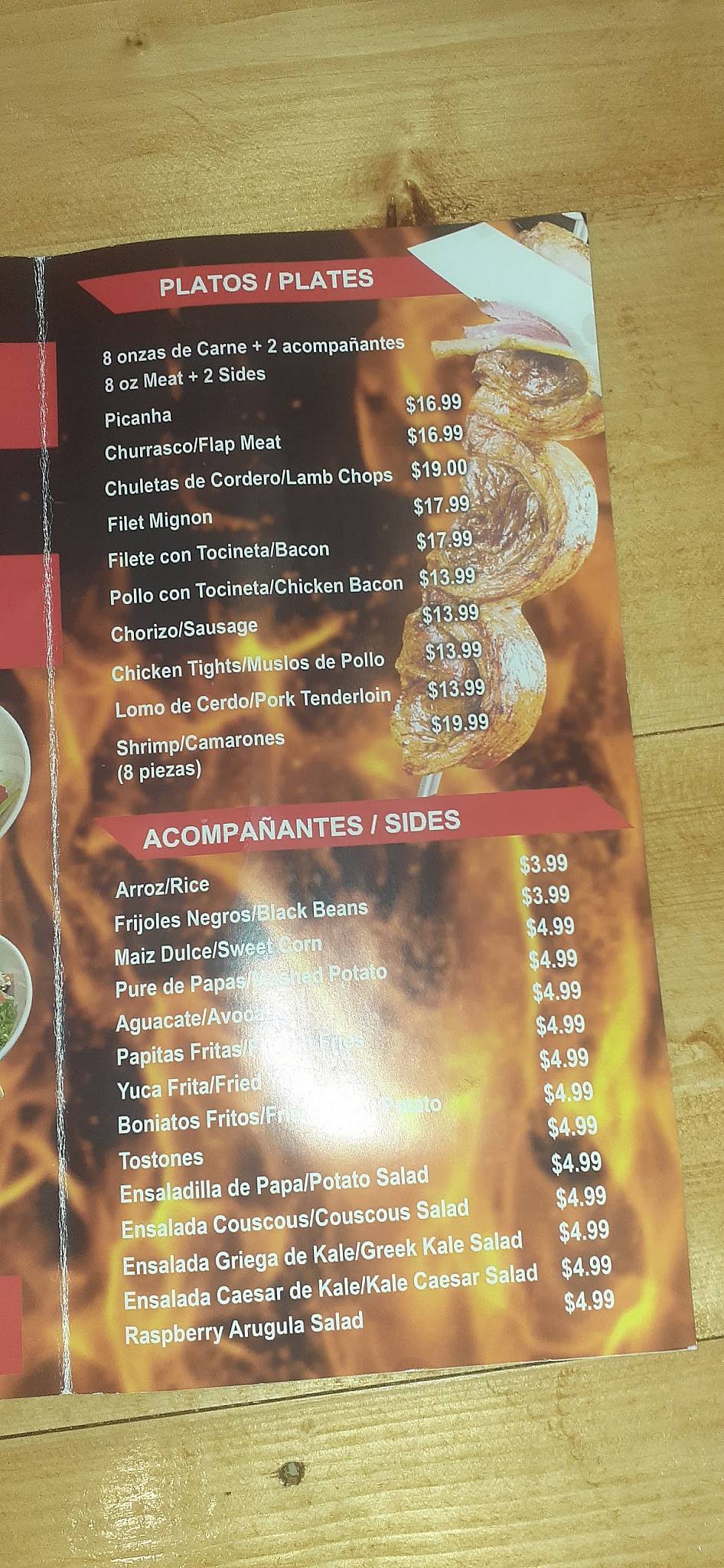 Menu at El churrascaso grill Miramar restaurant, Miramar