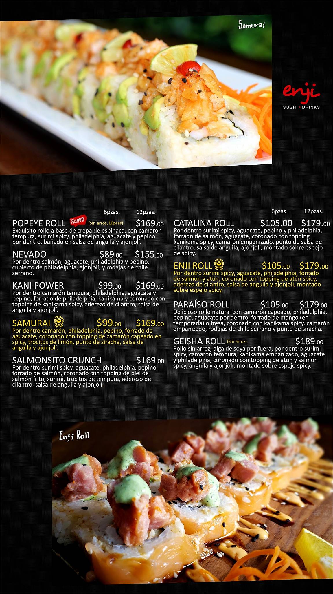 Carta del restaurante Enji Sushi Plaza Explanada, Culiacán Rosales