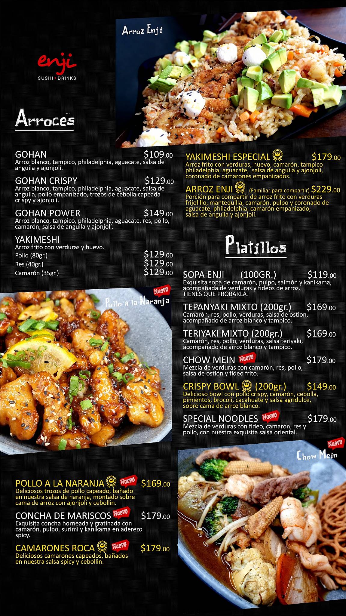 Carta del restaurante Enji Sushi Plaza Explanada, Culiacán Rosales
