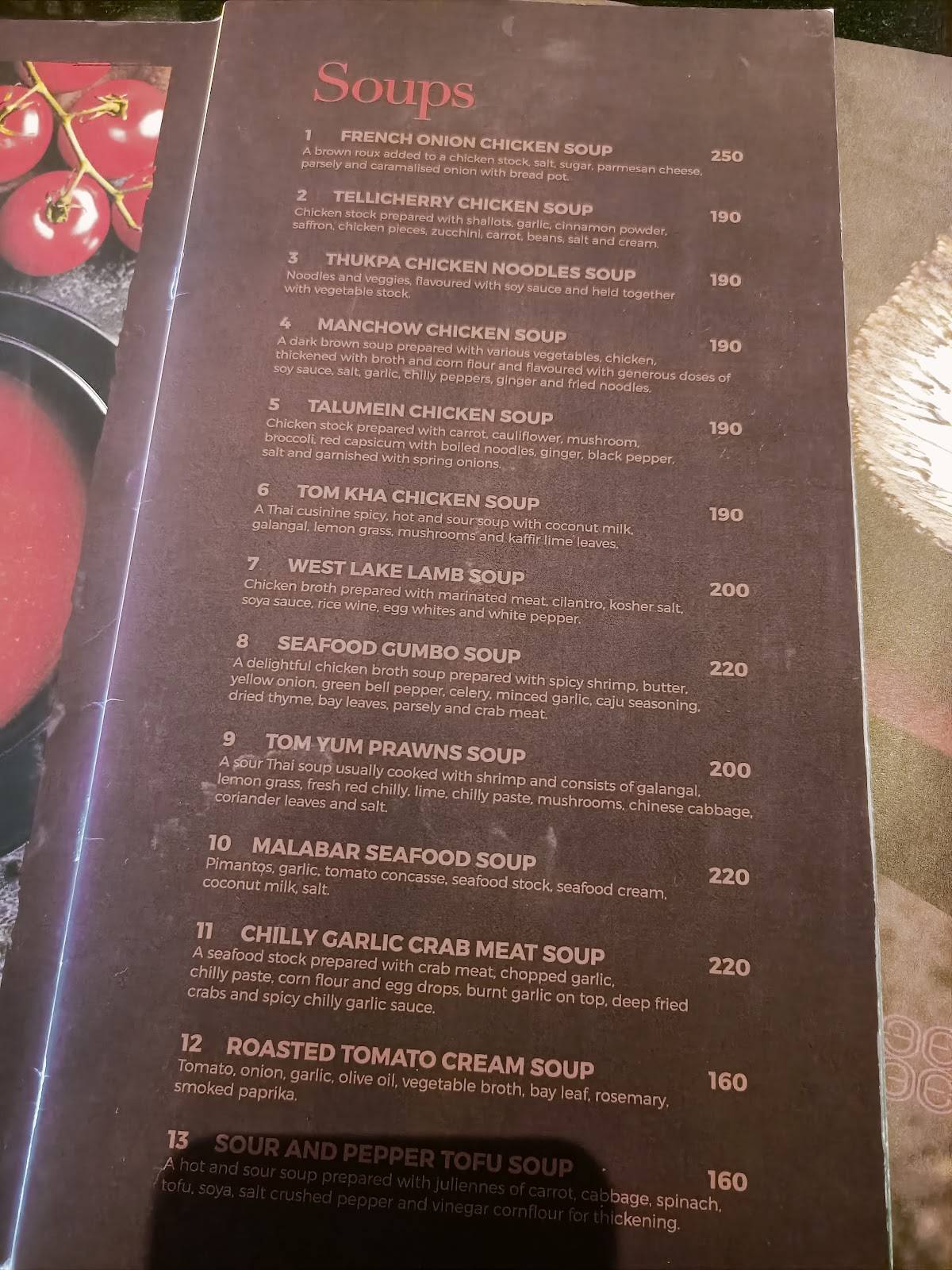 Menu at Grand Entree, Ernakulam