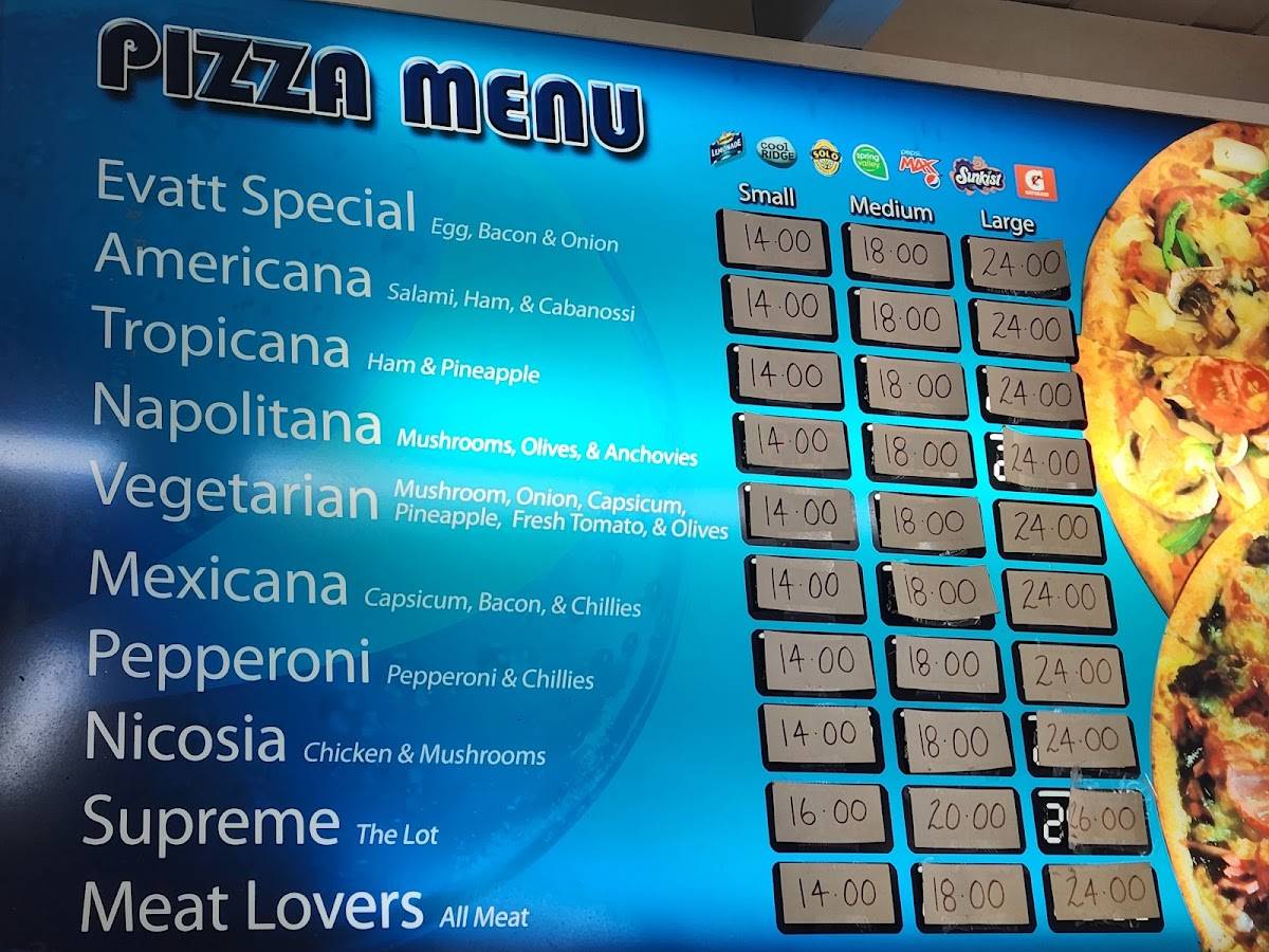 Menu at Evatt Takeaway & Pizza Bar, Evatt
