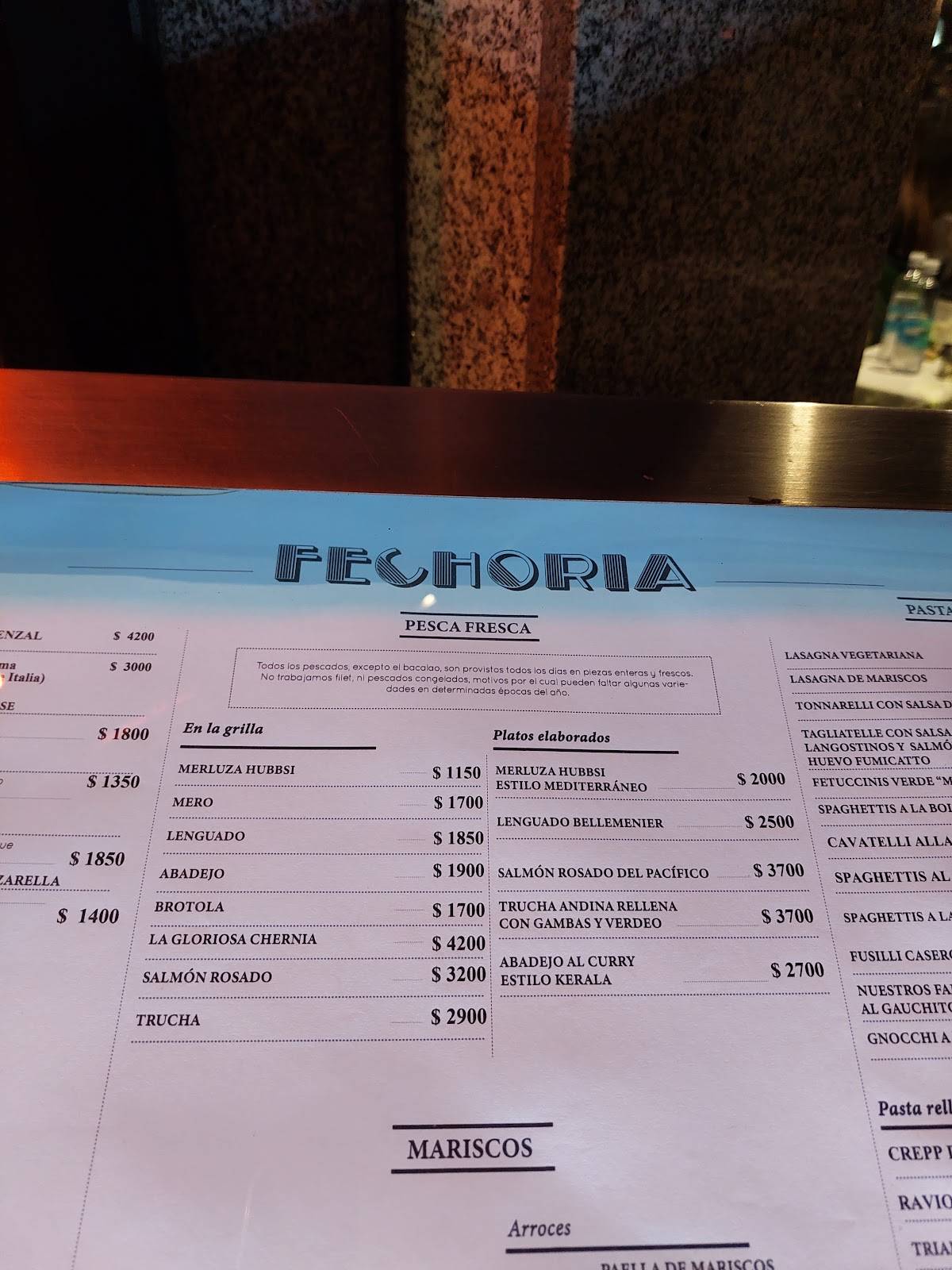 Carta del restaurante FECHORIA Recova, Buenos Aires