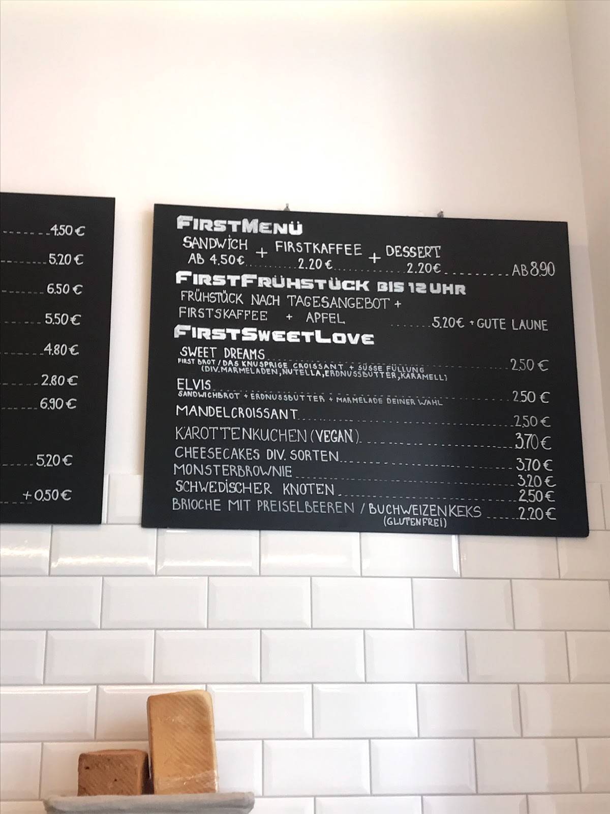 Speisekarte von FIRST cafe, Wien, Neubaugasse 1
