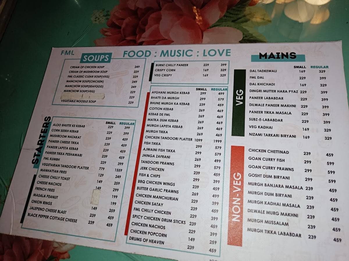 Menu at FML - Food Music Love (Magarpatta), Pune, Second Floor