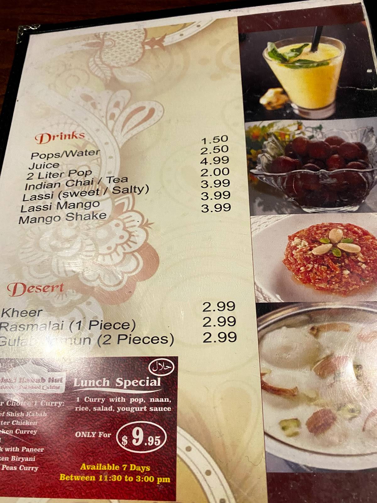 Menu at Faisal Kabab Hut restaurant, Calgary