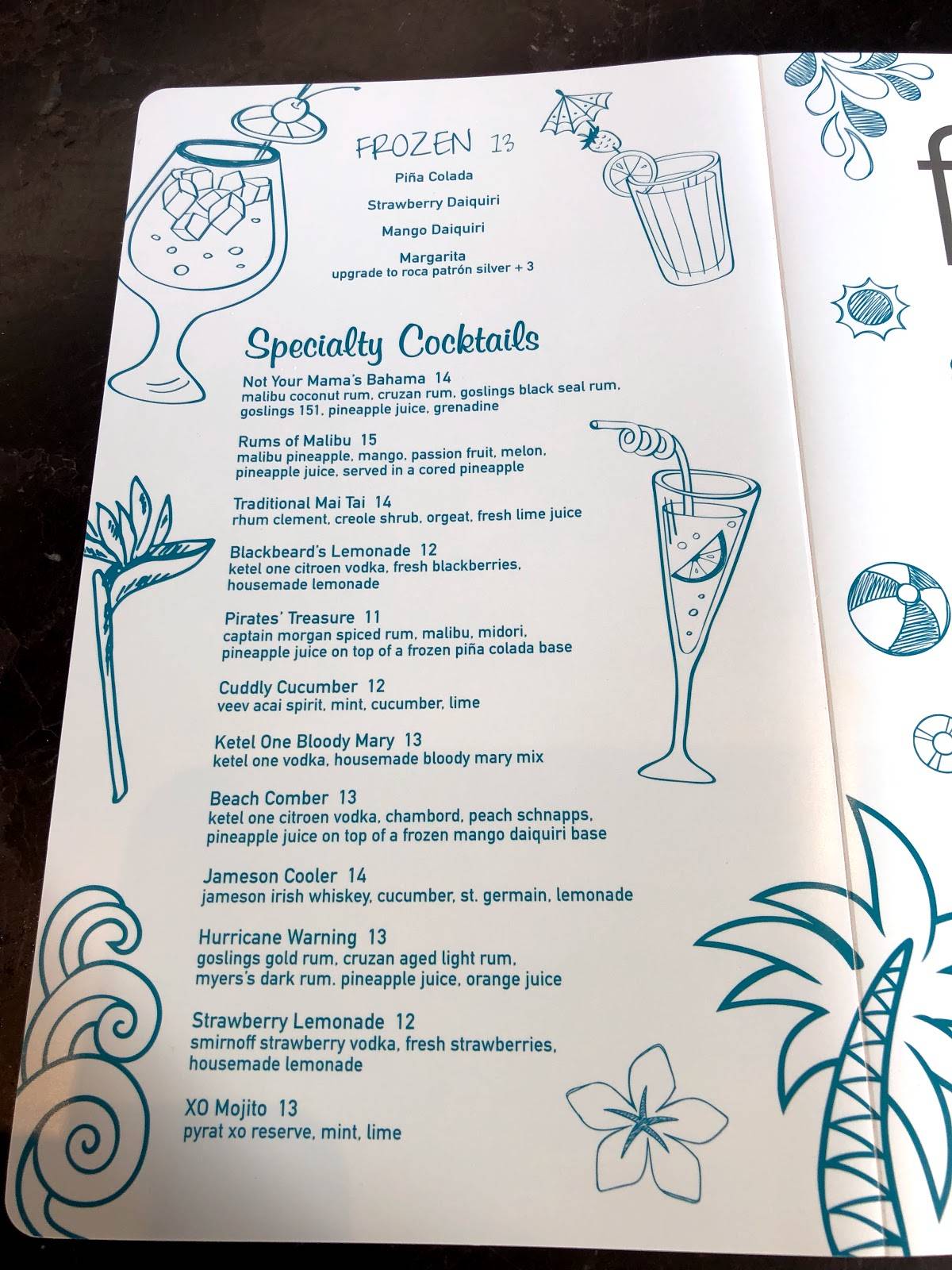 Menu at Falls Pool Bar & Grill, Orlando