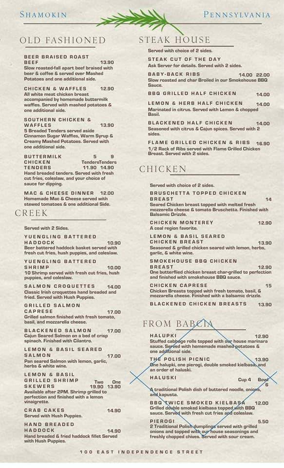 Menu at Dining Room at Sweet Tooth Cafe, Shamokin
