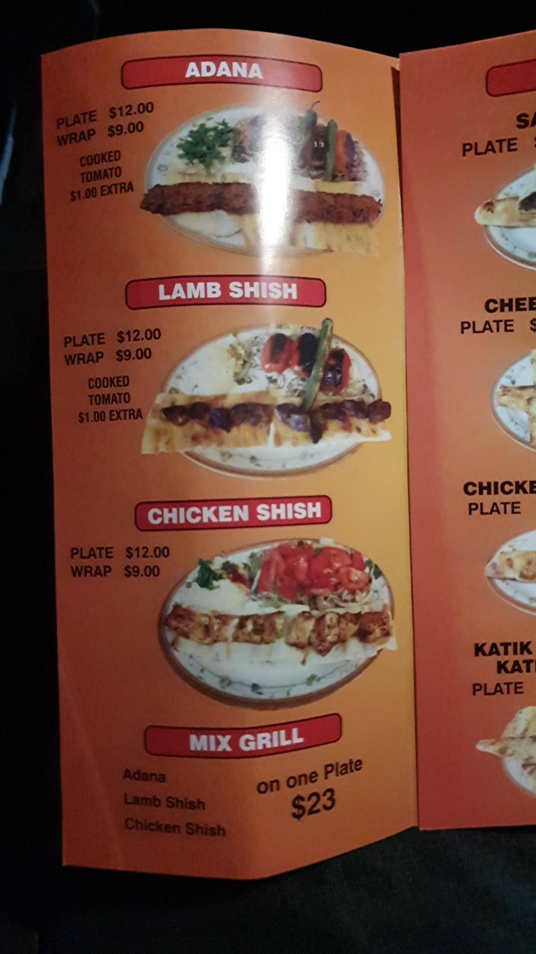 Menu at Katik Turkish Take Away fast food, Campbellfield