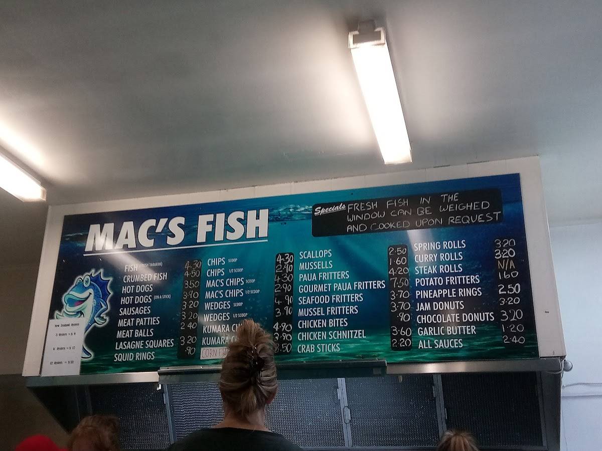 Menu at Mac's Fish Supply fast food, Hastings