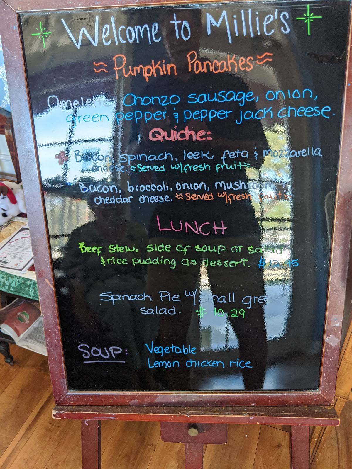 Menu at Millie's fast food, Sarasota