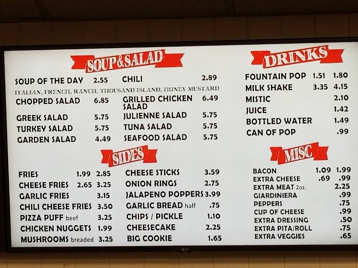 Menu at Mr. Submarine fast food, Calumet City, 669 River Oaks Dr