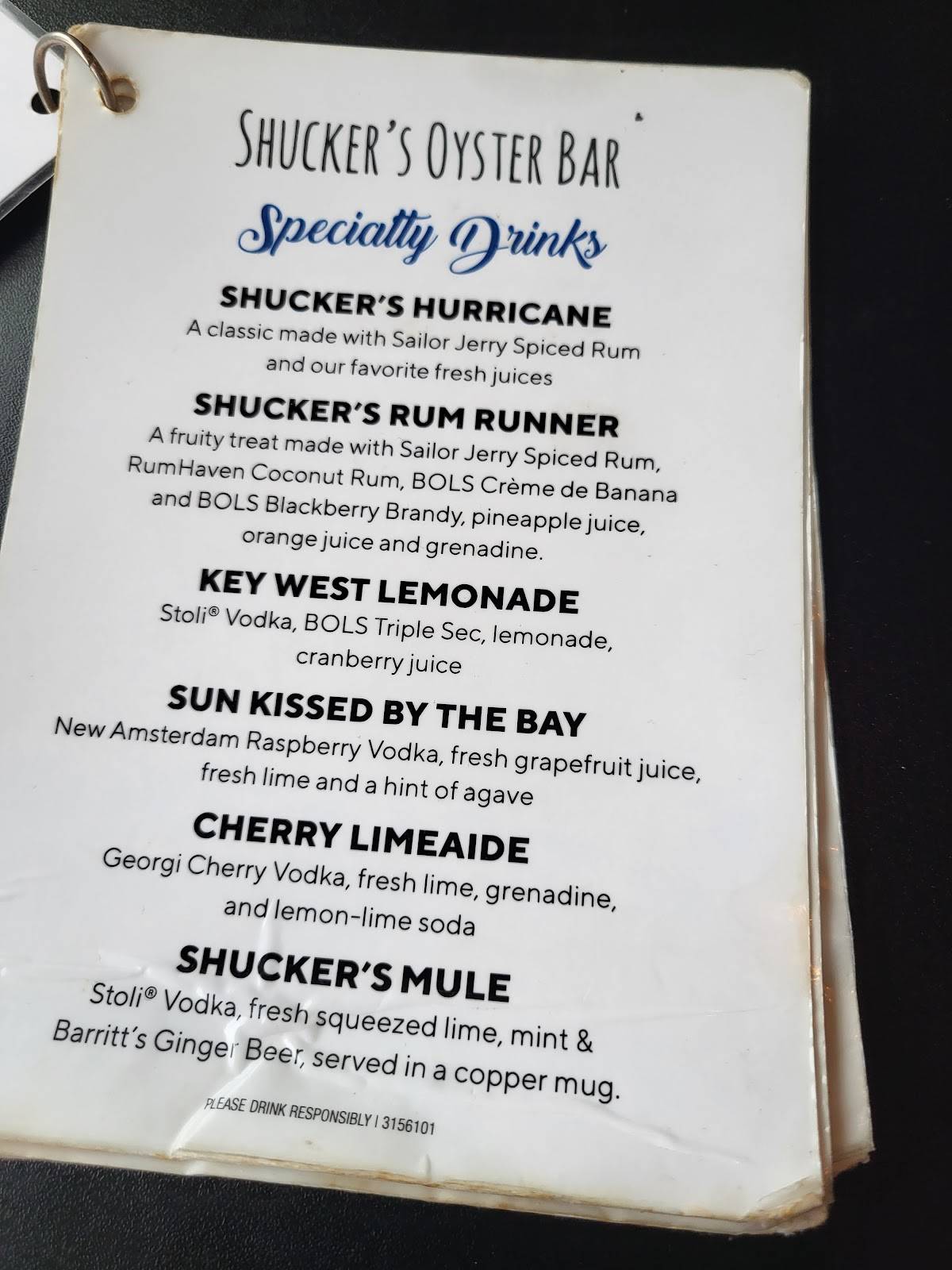 Menu at Shucker's Oyster Bar & Grill, Jacksonville, Wade's Pl
