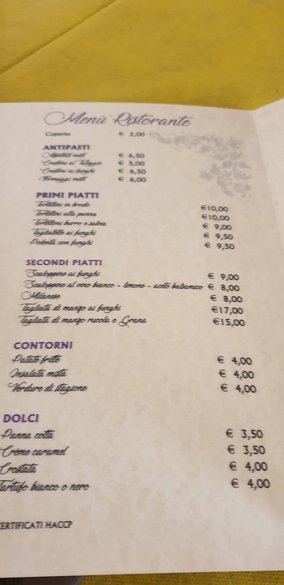 Menu da Fiaschetteria i’ Borghetto ristorante, Fiumalbo