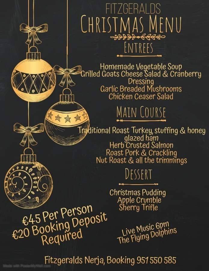 Menu at Fitzgerald's Bar & Restaurant, Nerja