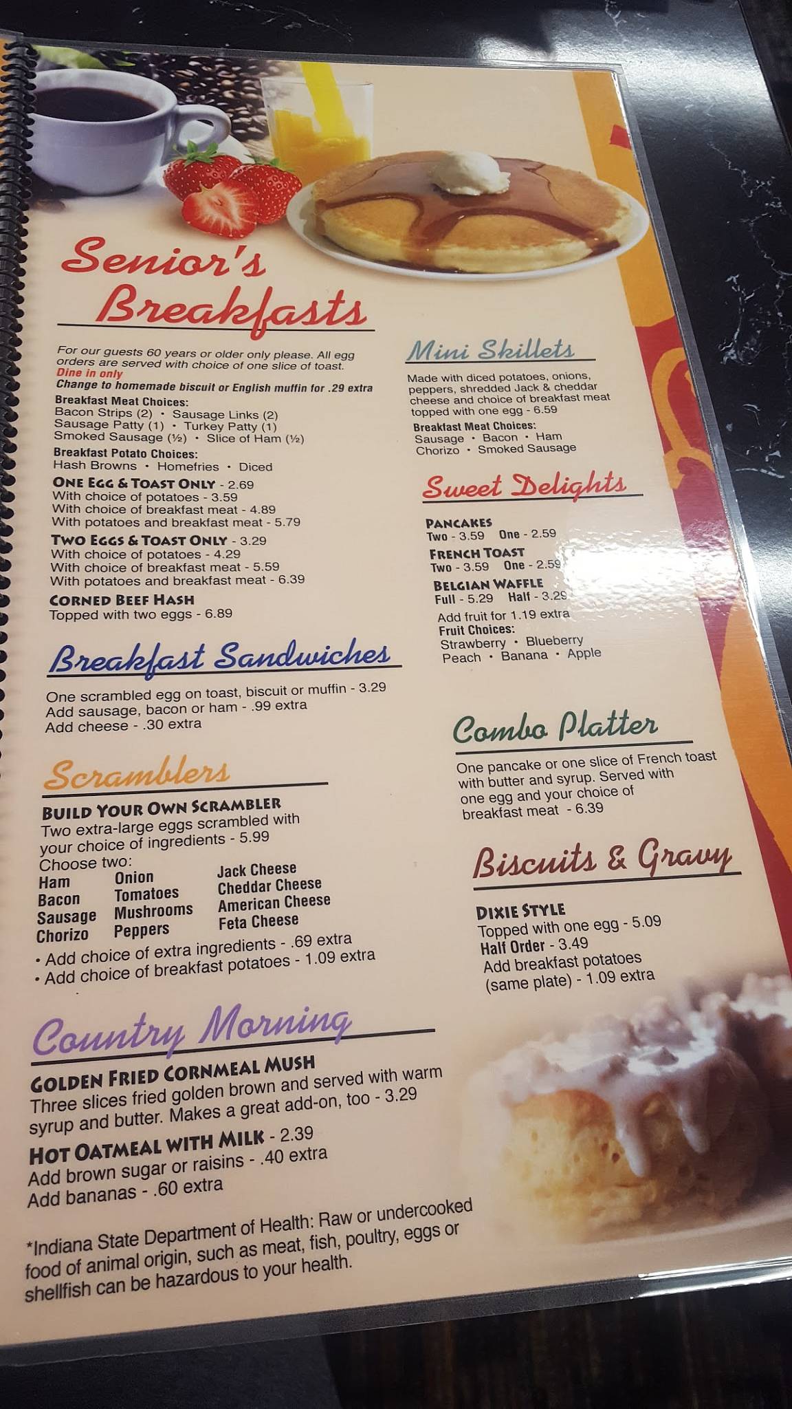 Menu at Frittatas Restaurant, Kokomo