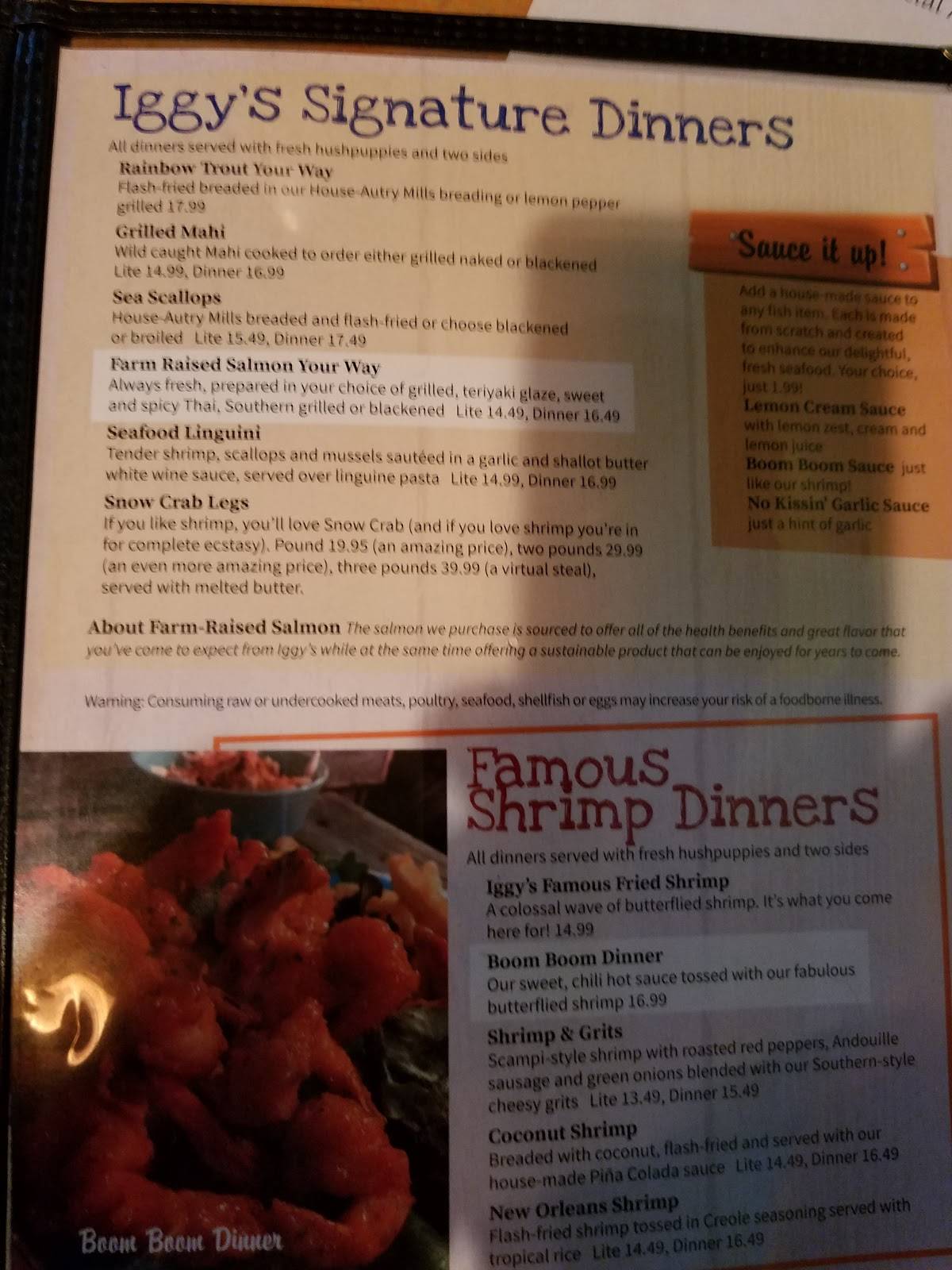 Menu at Iggy's Grill and Bar, Fruit Cove