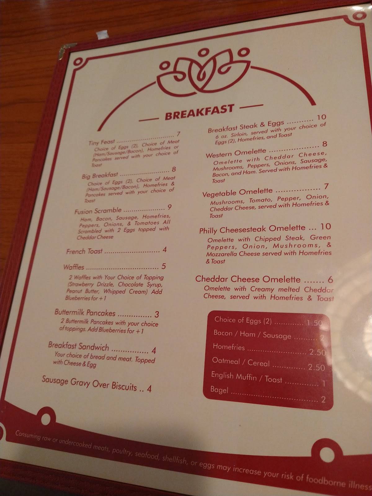 Menu at Fusion Grill restaurant, Patton