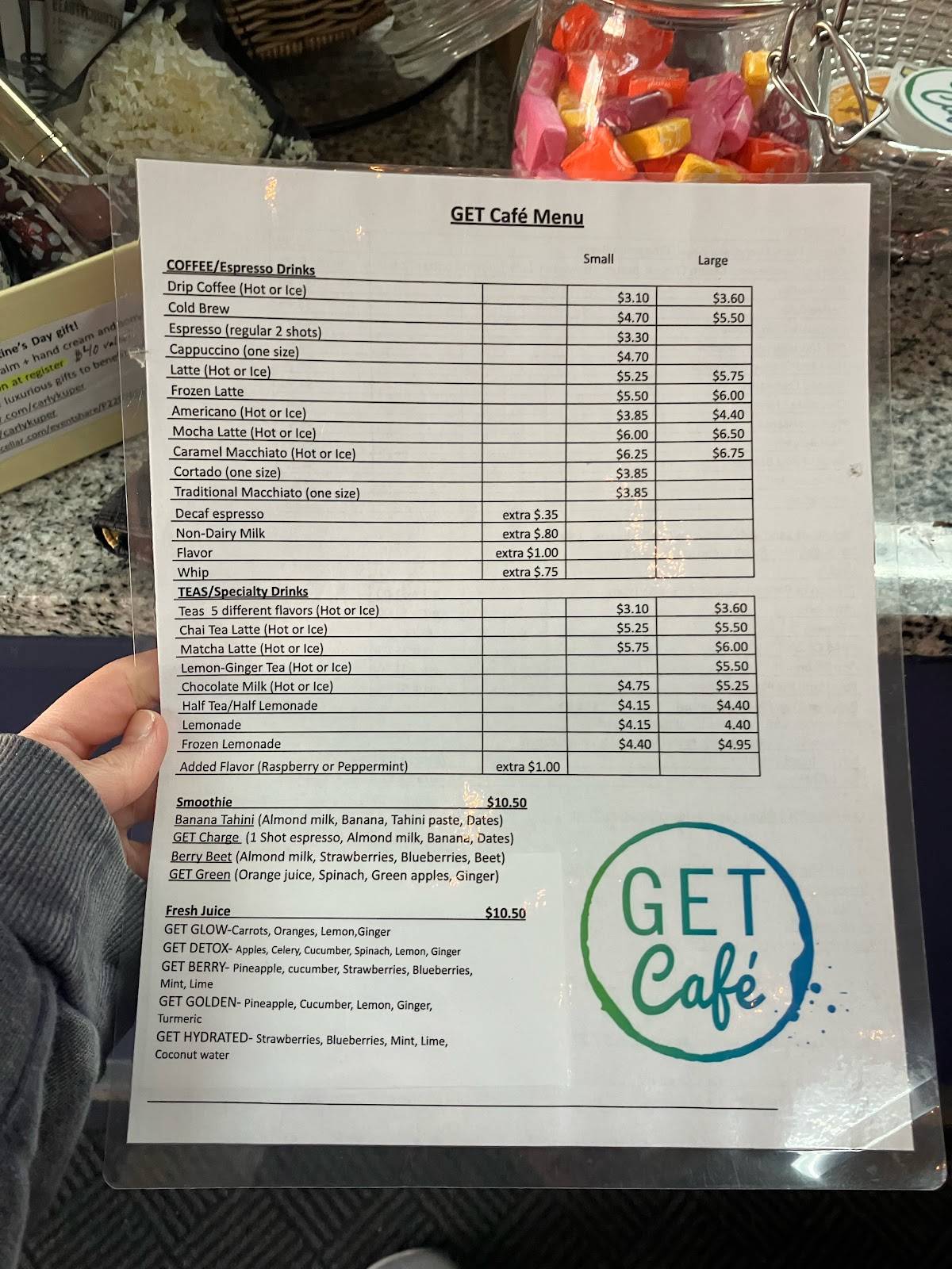Menu at GET Café restaurant, Narberth