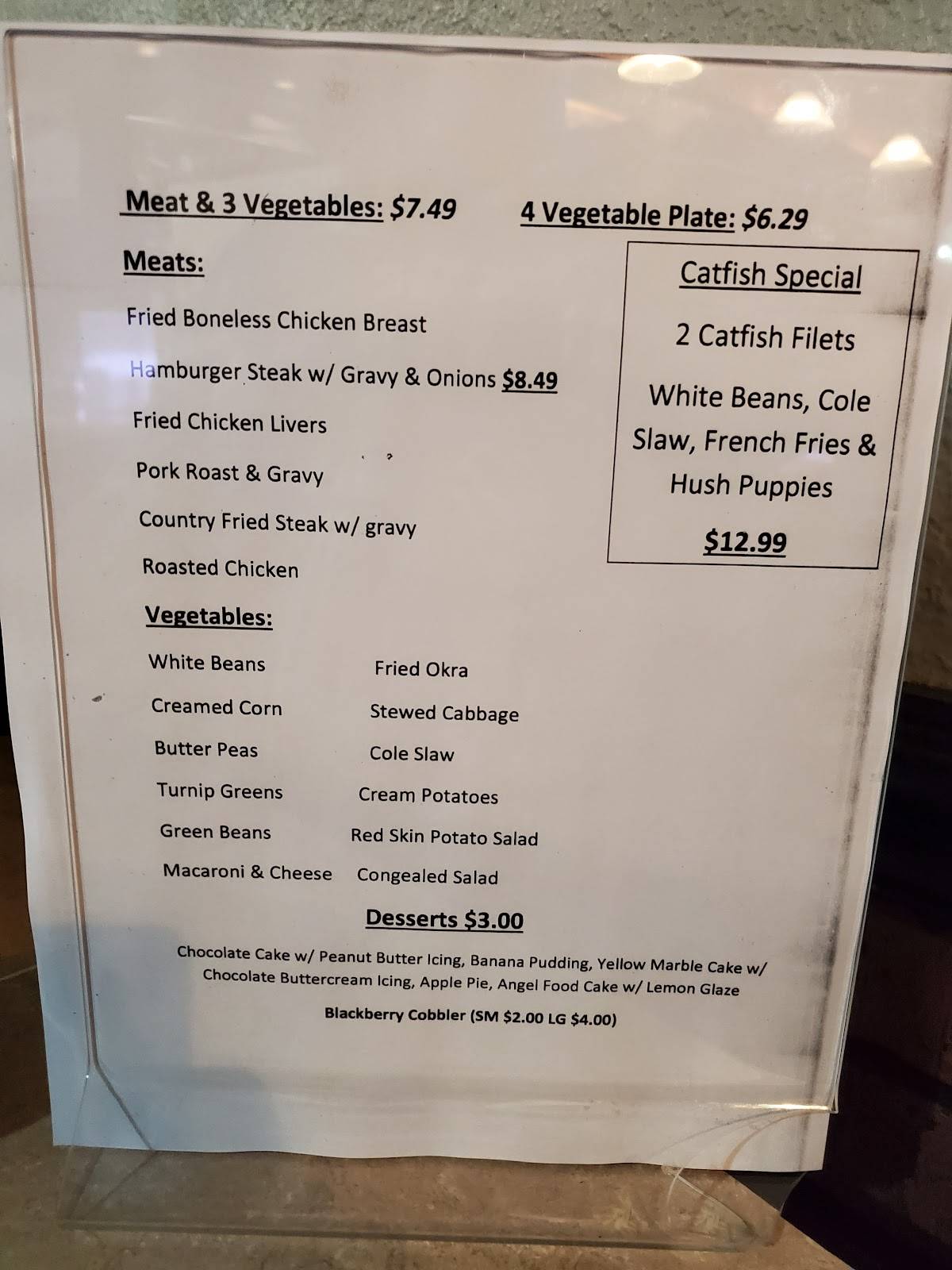 Menu at Garden Gate Café restaurant, Muscle Shoals