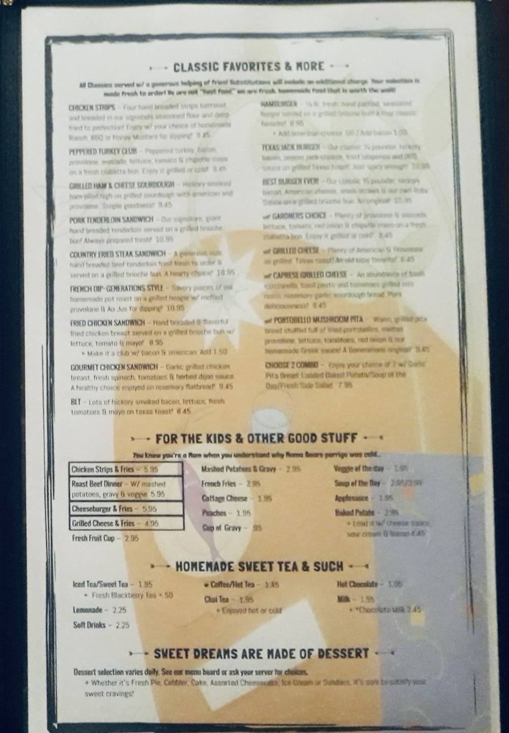 Menu at Generations Cafe, Higginsville, N Main St