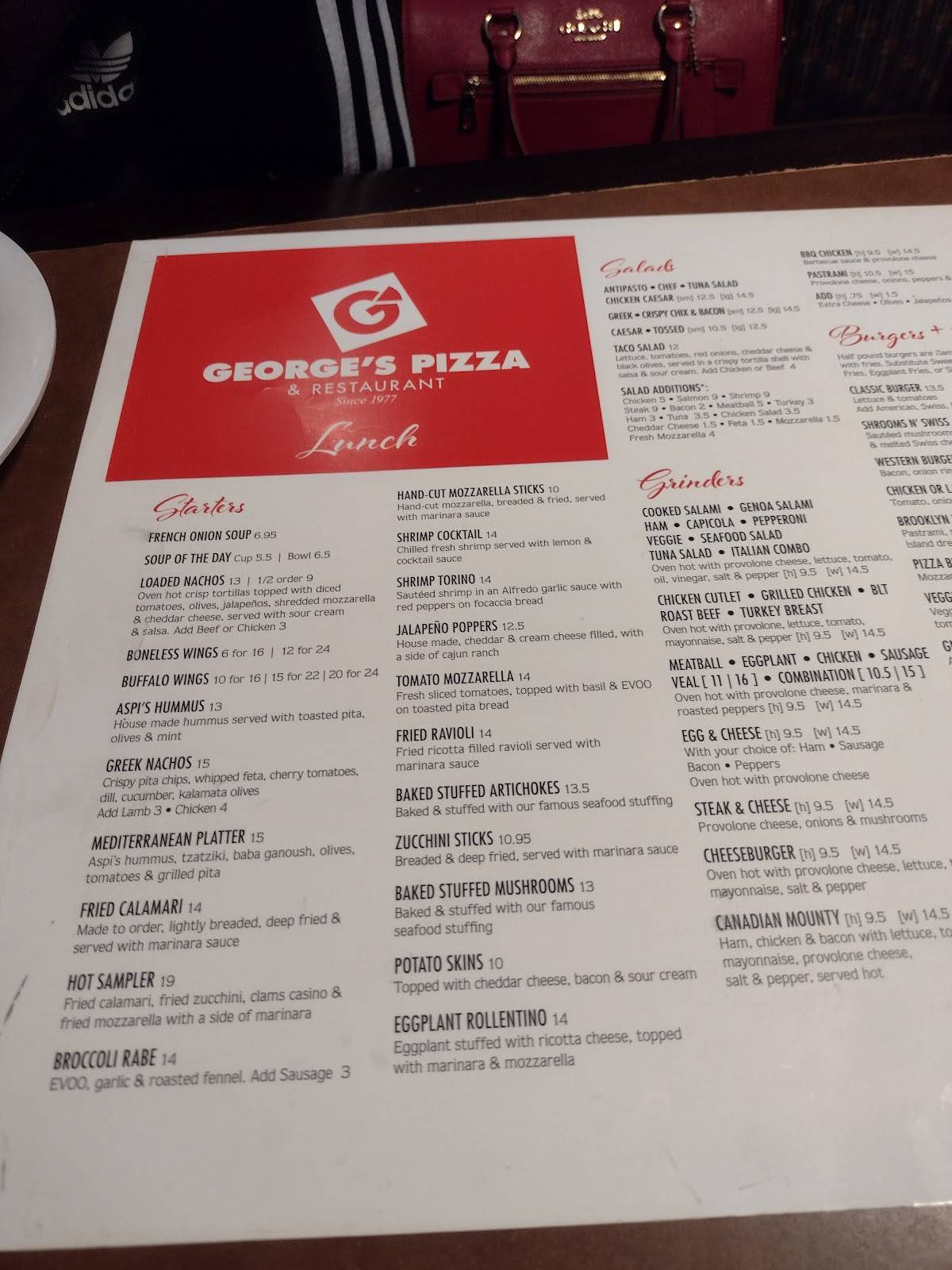 Menu at George's Pizza & Restaurant, Farmington