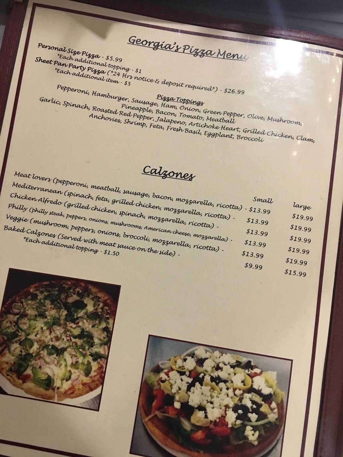 Menu at Georgia's Restaurant & Pizza, LLC, Hebron