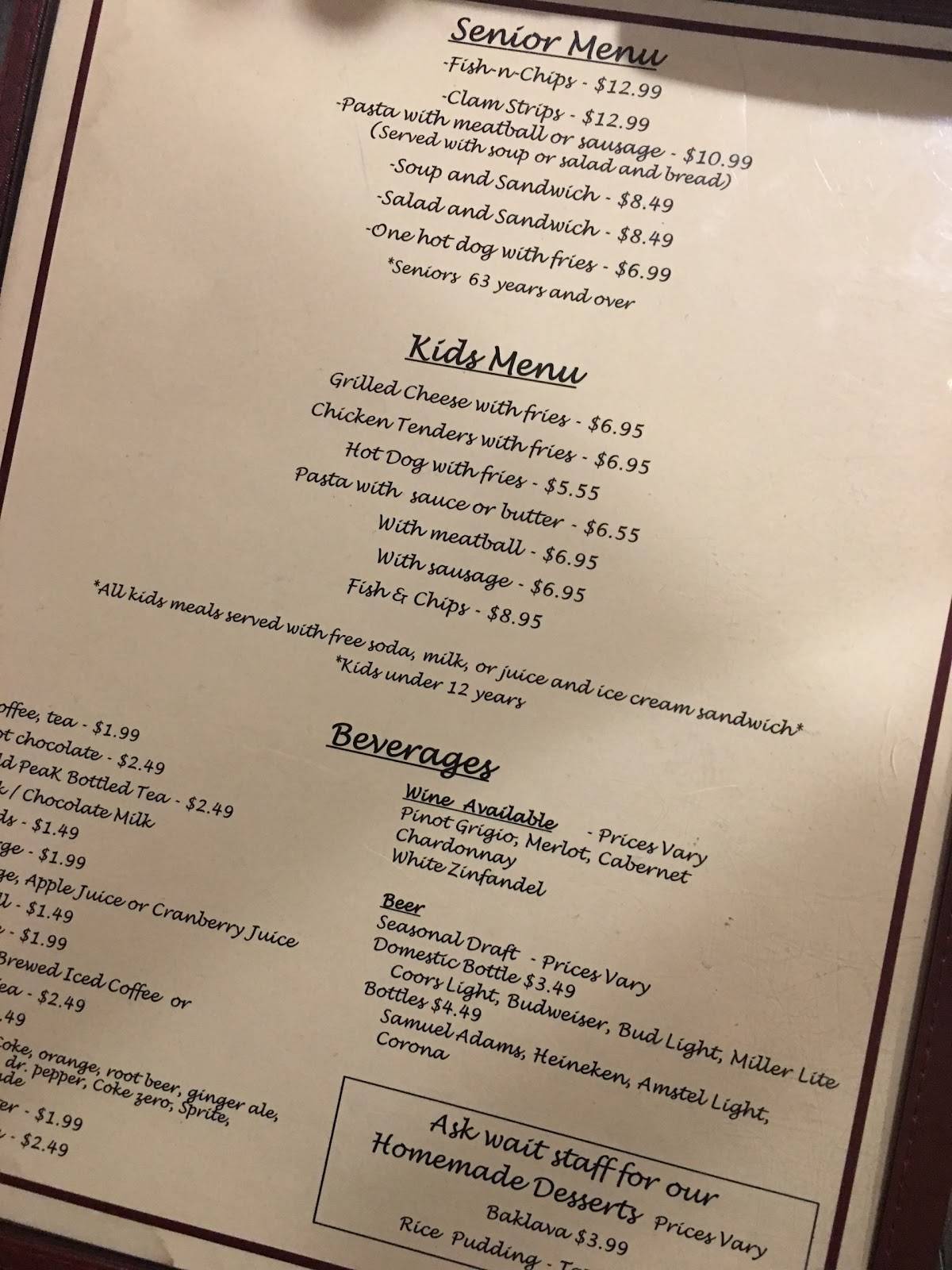 Menu at Georgia's Restaurant & Pizza, LLC, Hebron