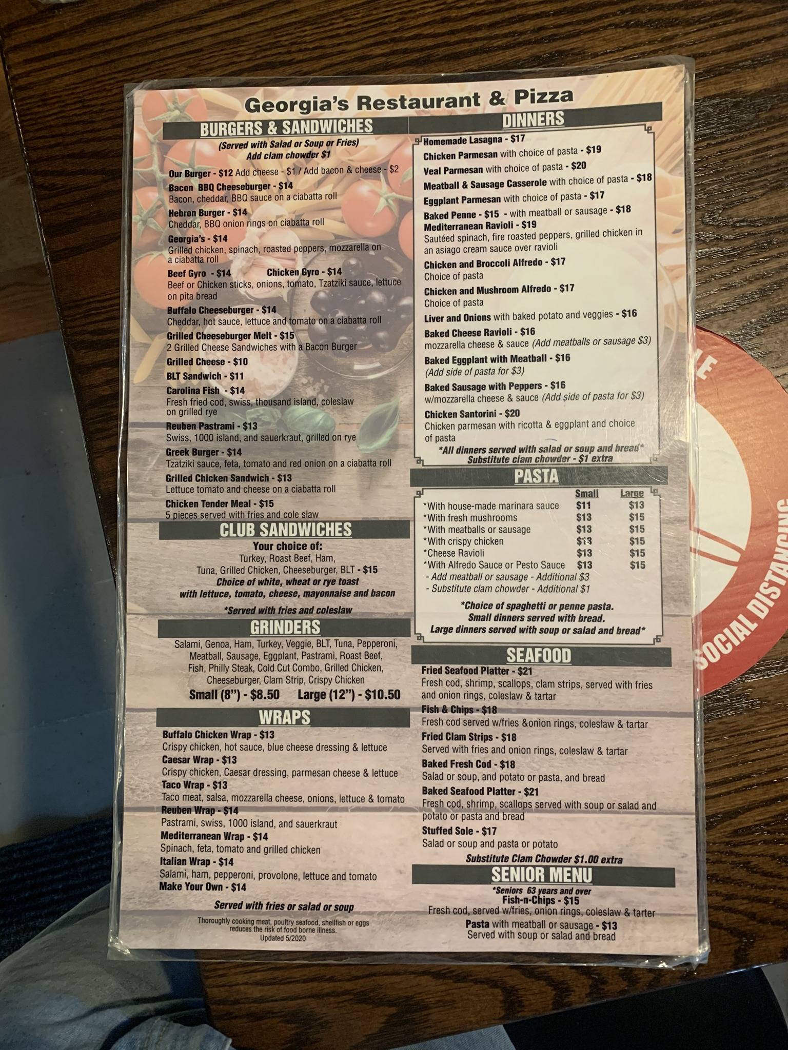 Menu at Georgia's Restaurant & Pizza, LLC, Hebron