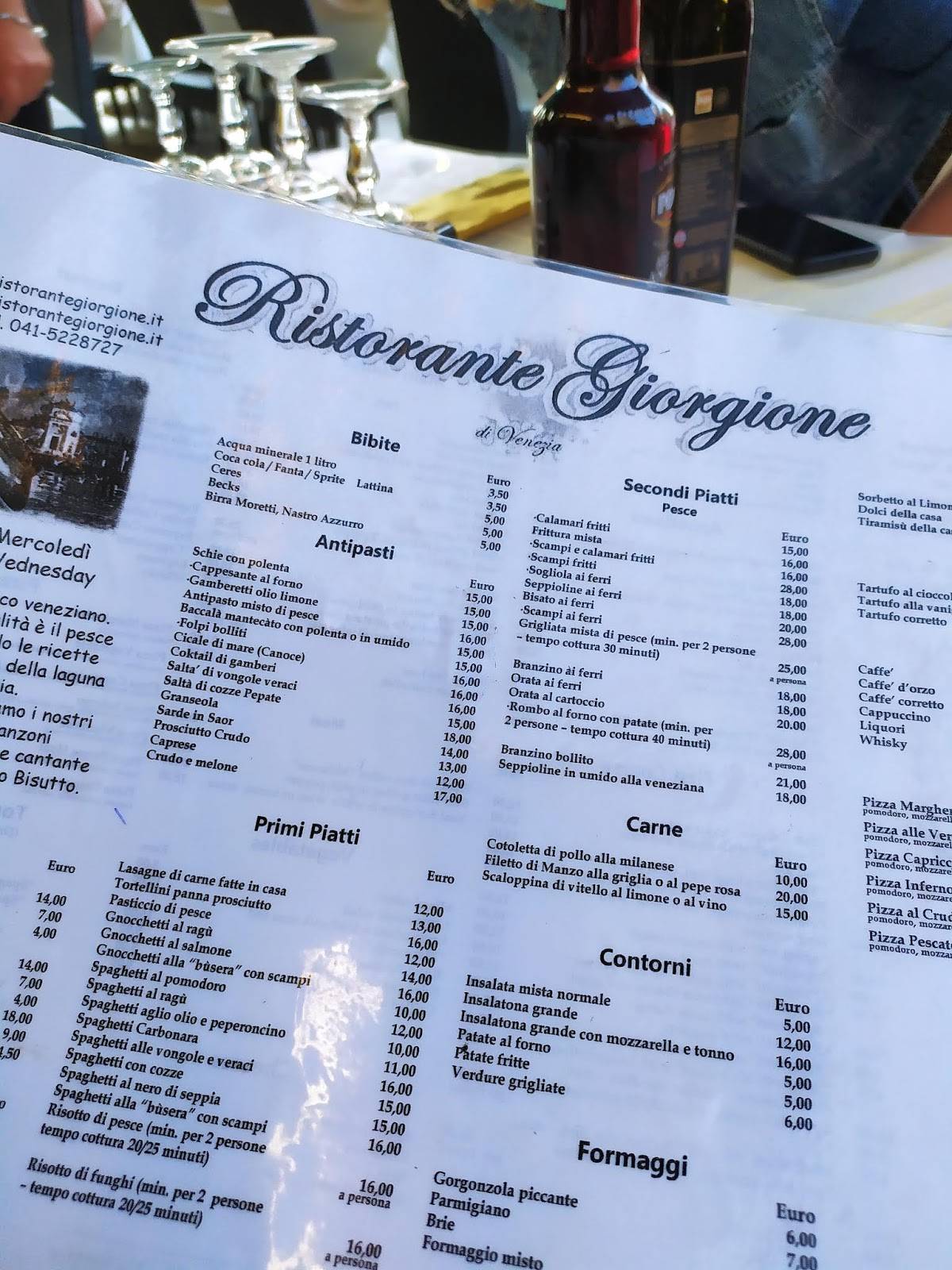 Menu da Ristorante Giorgione Snc, Venezia