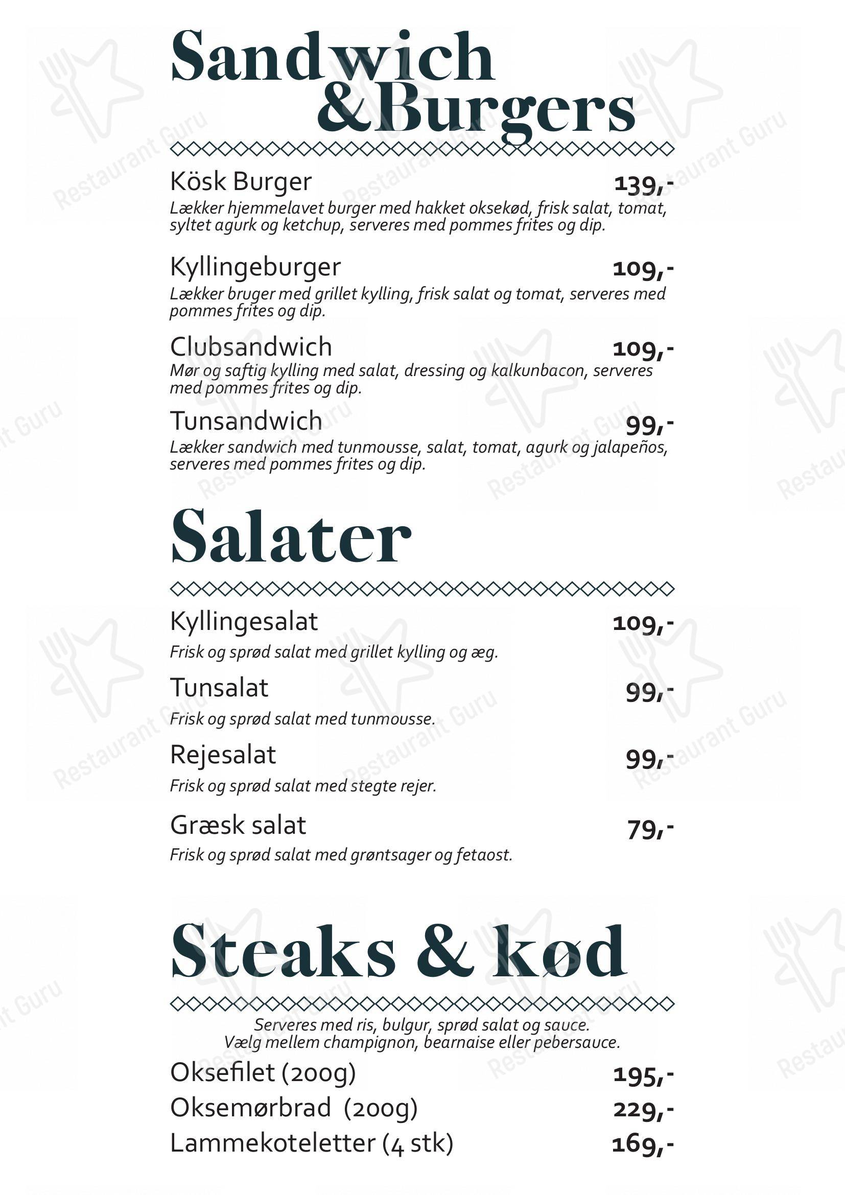 Menu at Restaurant Sultan, Glostrup