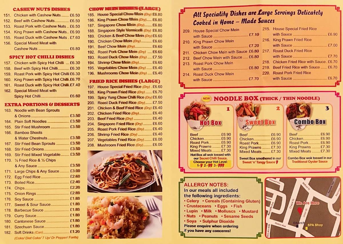 Menu at Golden Dragon restaurant, Filey