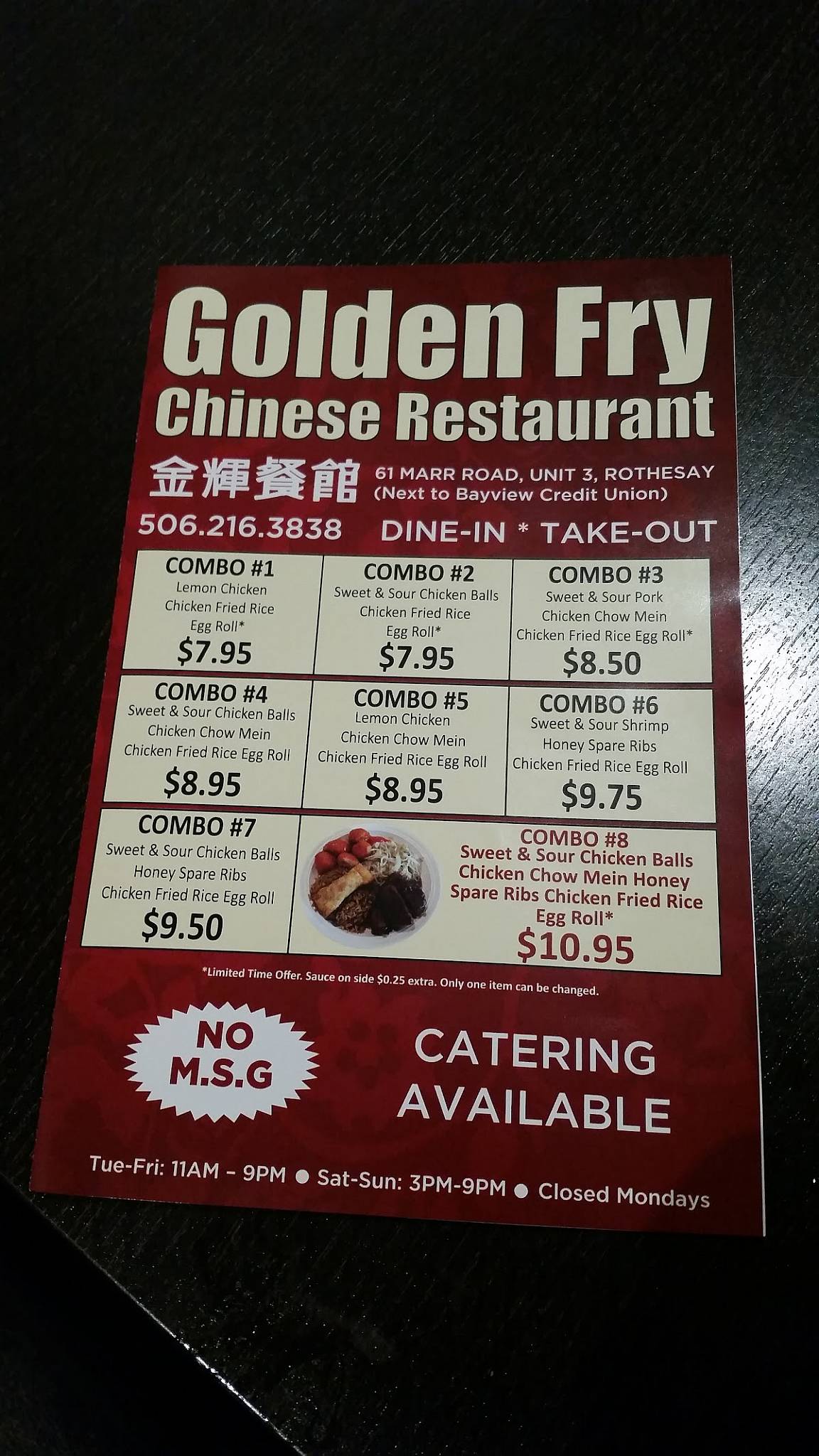 Menu at Golden Fry Chinese Restaurant, Rothesay