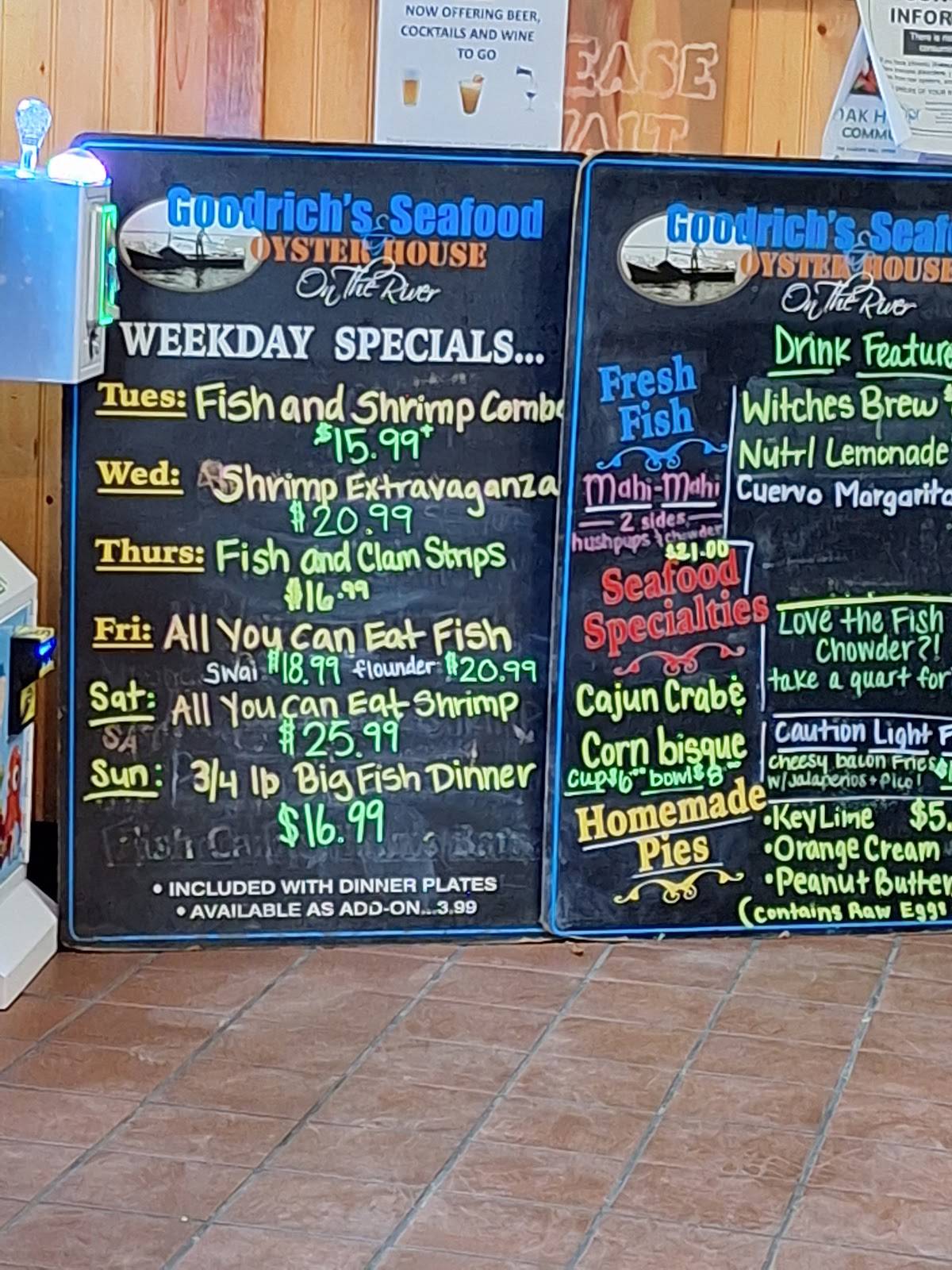 Menu at Goodrich Seafood & Oyster House restaurant, Oak Hill