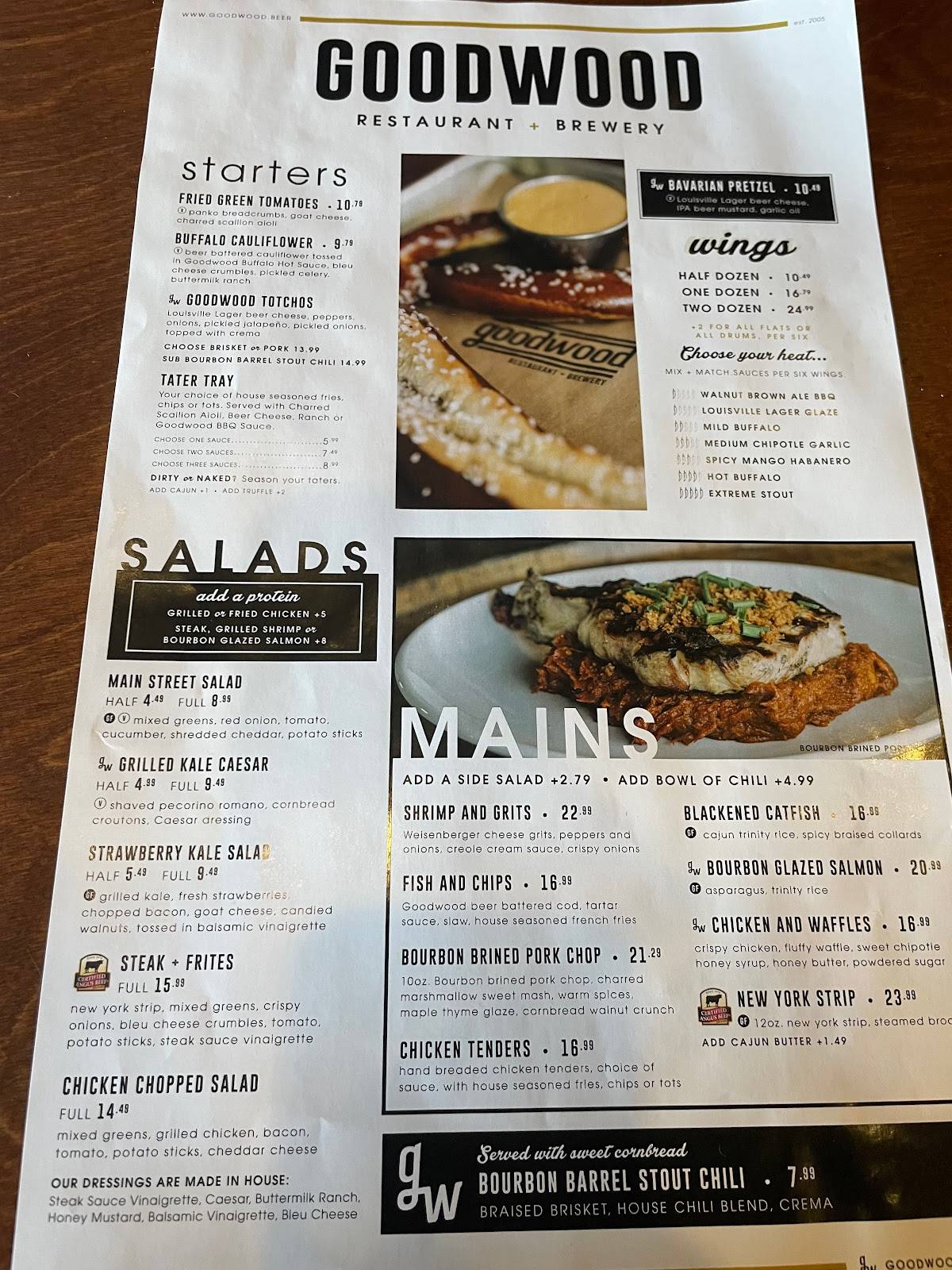 Menu at Goodwood Lexington restaurant, Lexington