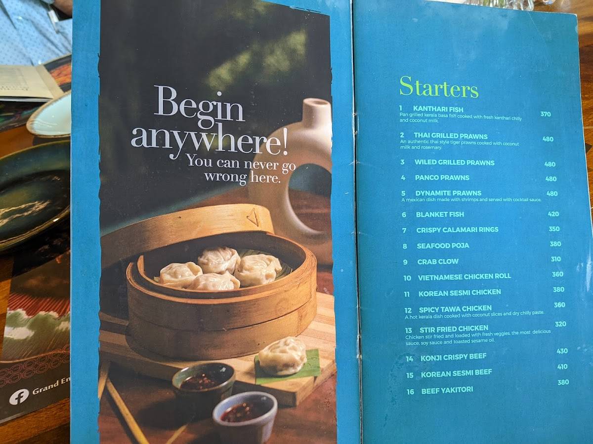Menu at Grand Entree, Ernakulam