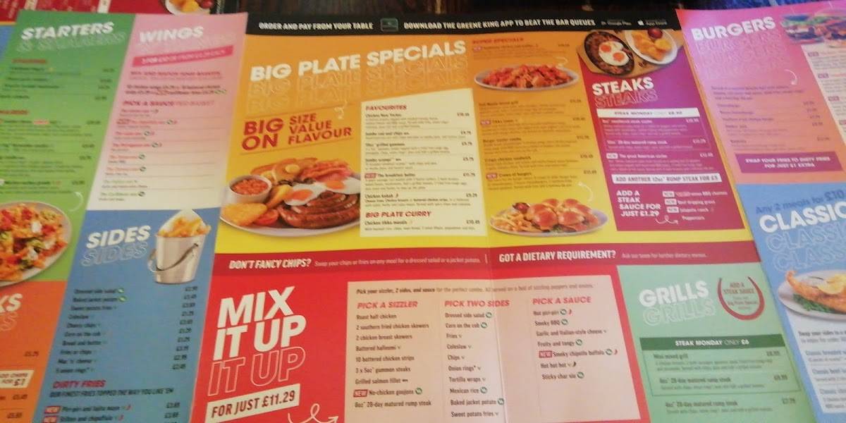 Menu at Great Baddow Barn, Chelmsford