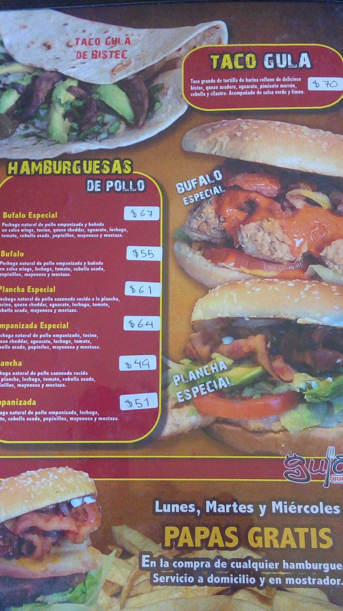 Carta del restaurante Gula Burger - Piedras Negras, Piedras Negras